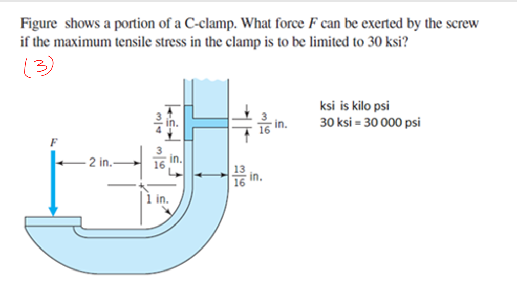 Solved Figure shows a portion of a C-clamp. What force F can | Chegg.com