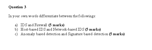 Solved Question 3 In your own words differentiate between | Chegg.com