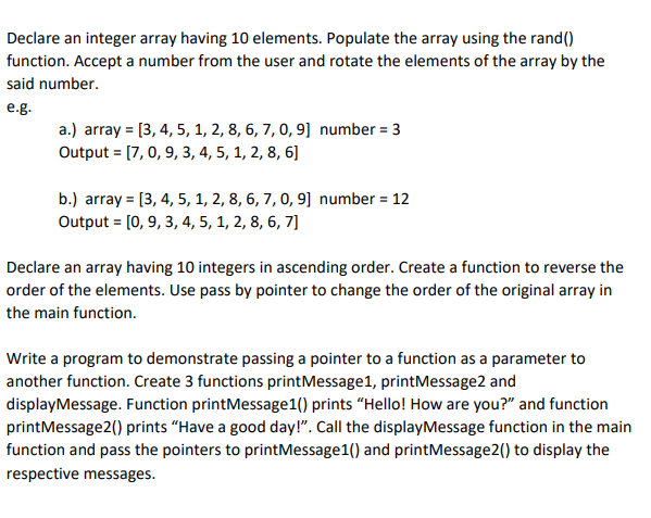 Solved Declare an integer array having 10 elements. Populate | Chegg.com Solved Declare an integer array having 10 elements. Populate | Chegg.com
