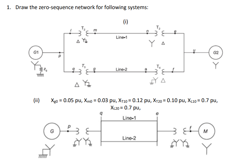 Solved Draw the zero-sequence network for following | Chegg.com
