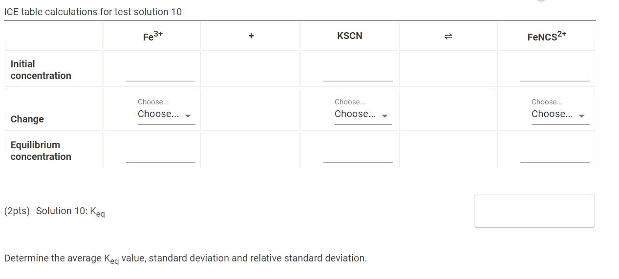 Report Table KEQ.3: Concentration and Absorbance of | Chegg.com Report Table KEQ.3: Concentration and Absorbance of | Chegg.com