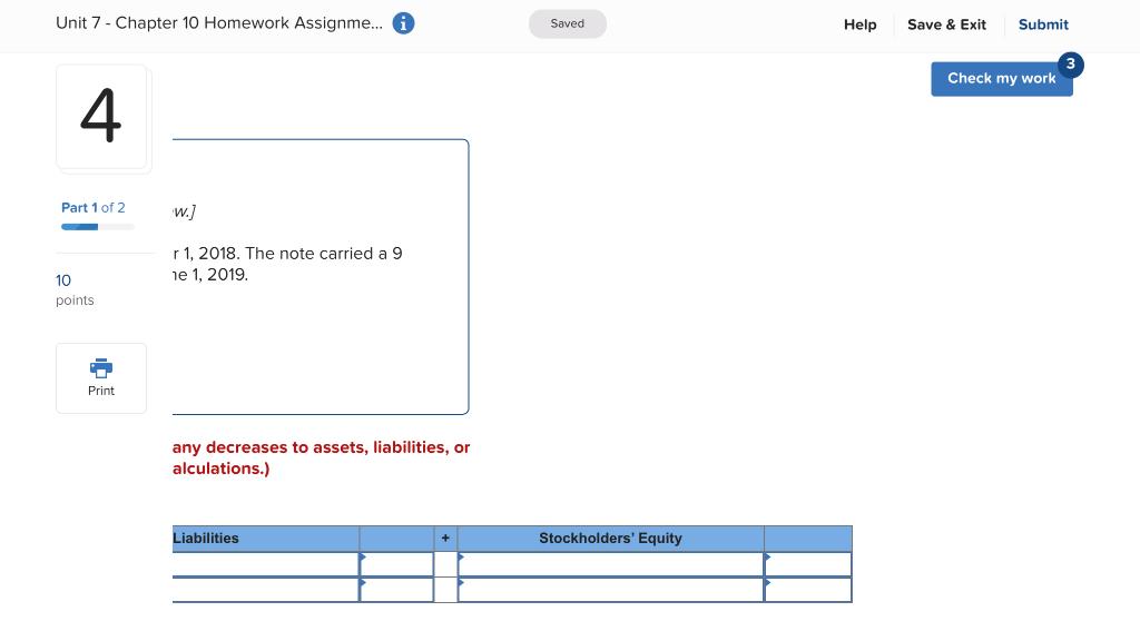 Solved Unit 7 - Chapter 10 Homework Assignme... Saved Help | Chegg.com
