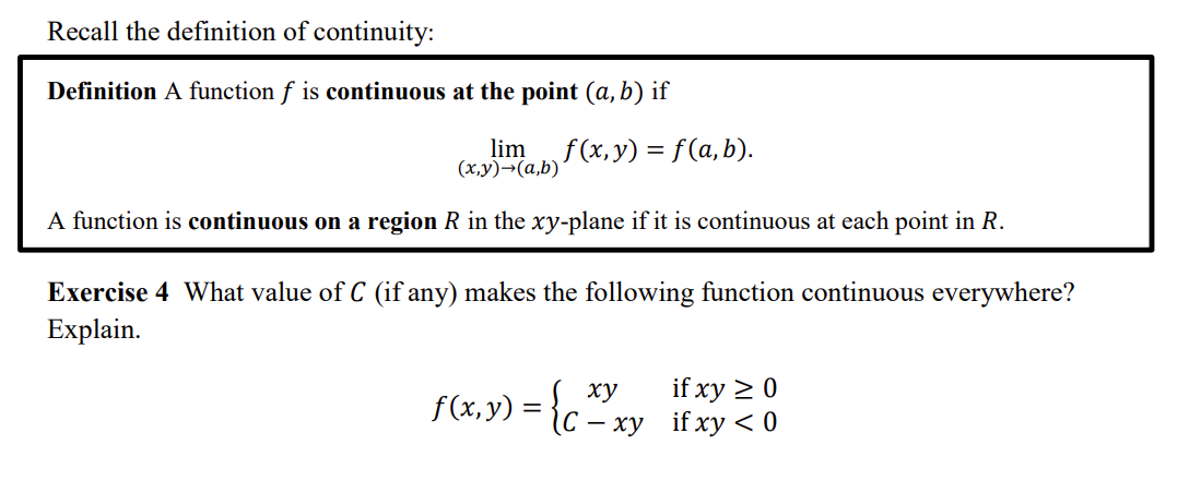Solved Recall The Definition Of Continuity Definition A
