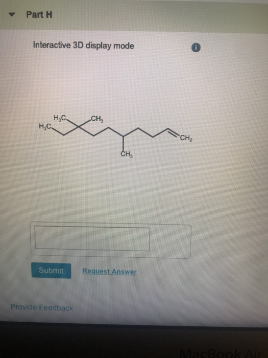 Solved Part H Interactive 3D display mode CH3 H,c CH2 CHs | Chegg.com