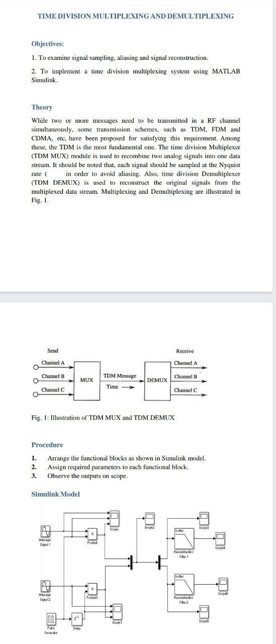 Solved TIME DIVISION MULTIPLEXING AND DEMULTIPLEXING Chegg
