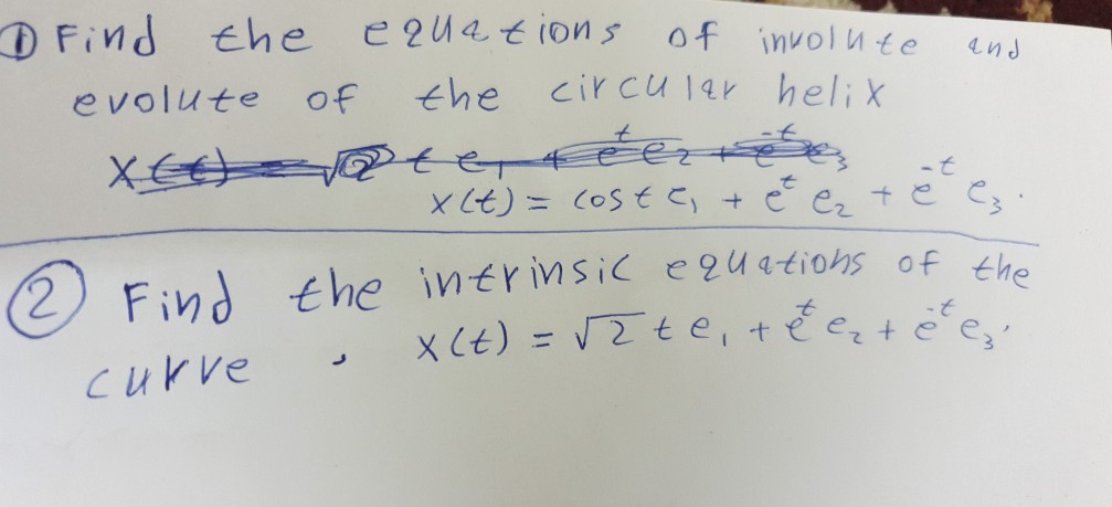 Solved I find the equations of involute and evolute of the | Chegg.com