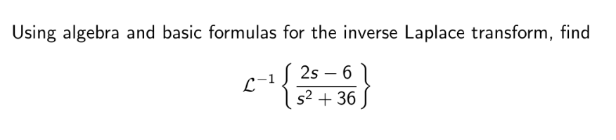 Solved Using algebra and basic formulas for the inverse | Chegg.com
