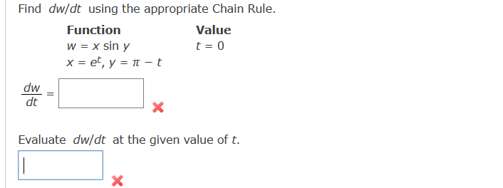 Solved Find dw/dt using the appropriate Chain Rule. | Chegg.com