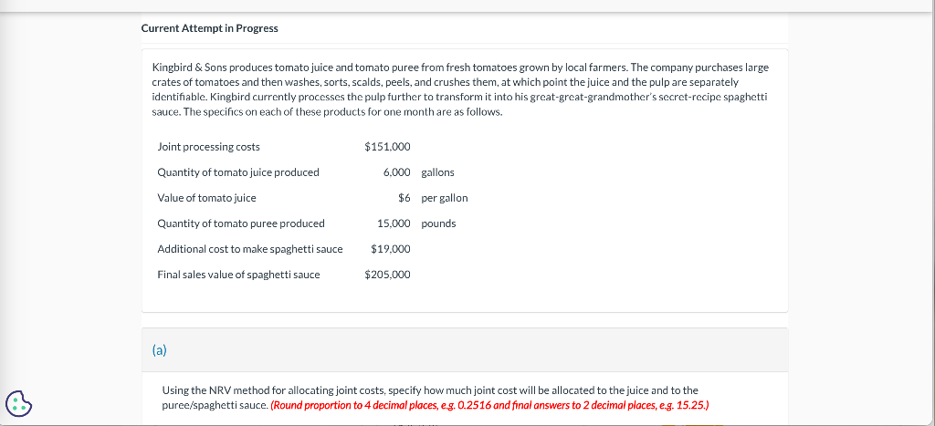 Solved Current Attempt in Progress Kingbird \& Sons produces | Chegg.com