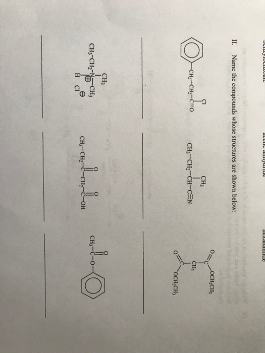 Solved II. Name the compounds whose structures are shown | Chegg.com