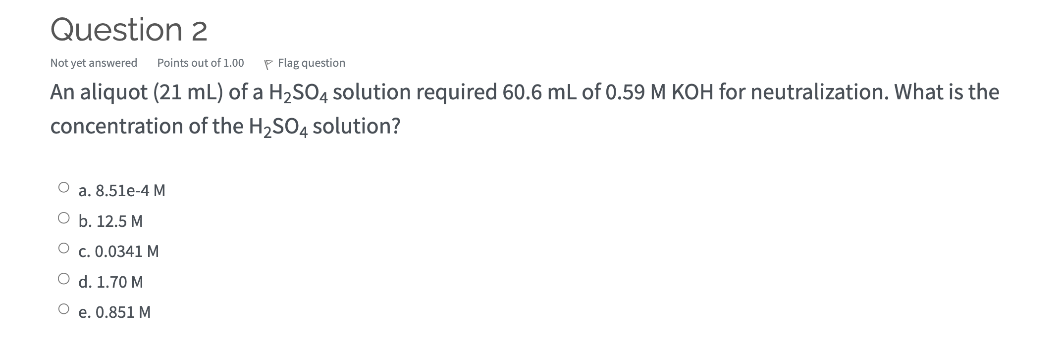 Solved An aliquot (21 mL ) of a H2SO4 solution required 60.6 | Chegg.com