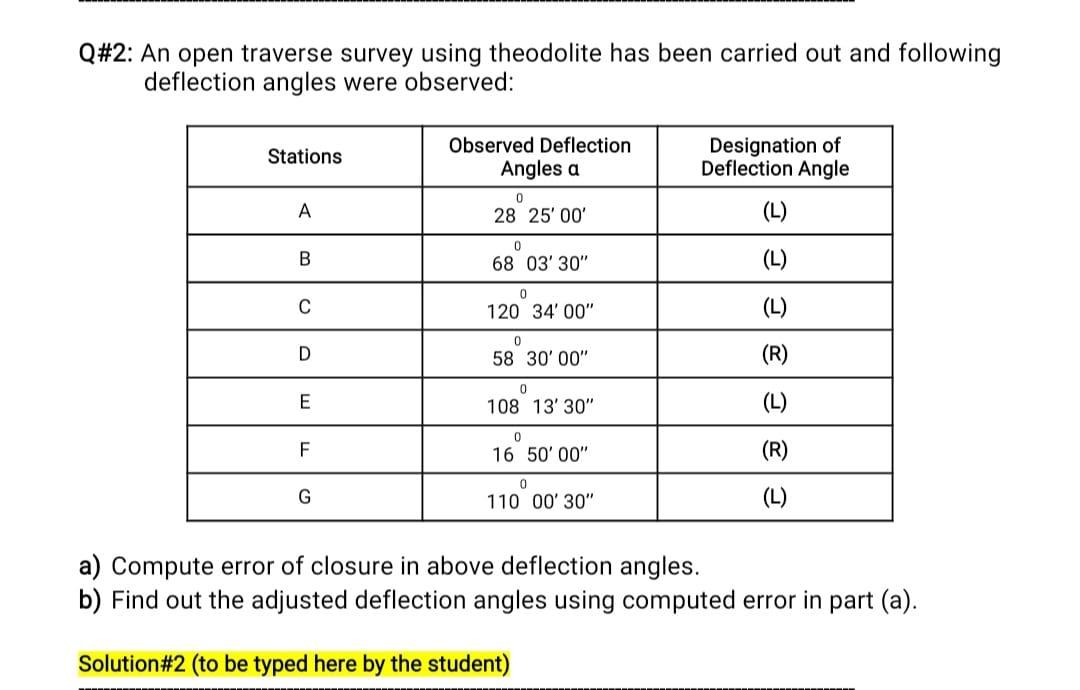 Solved Q#2: An open traverse survey using theodolite has | Chegg.com