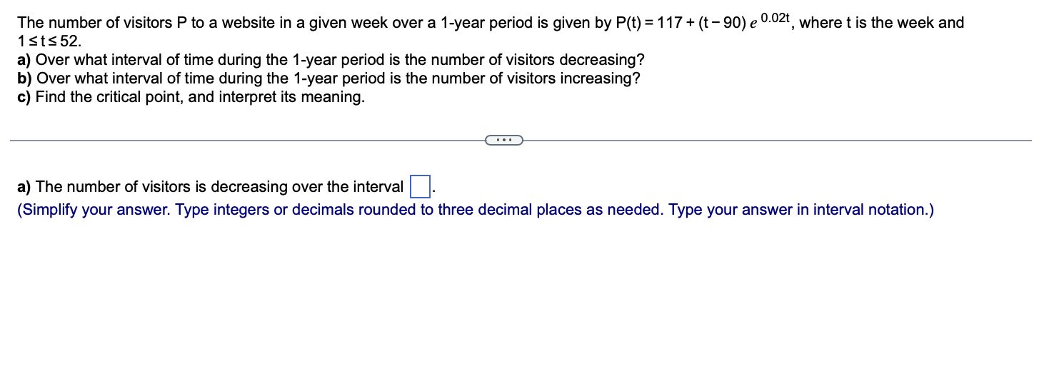 Solved The number of visitors P to a website in a given week | Chegg.com