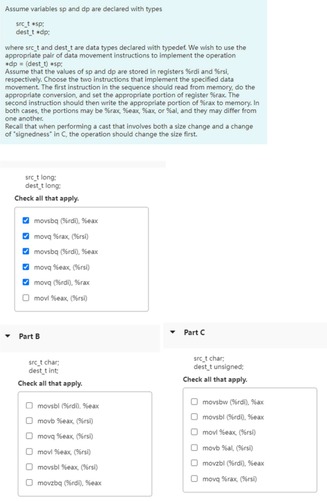 Solved Assume variables sp and dp are declared with types \[ | Chegg.com
