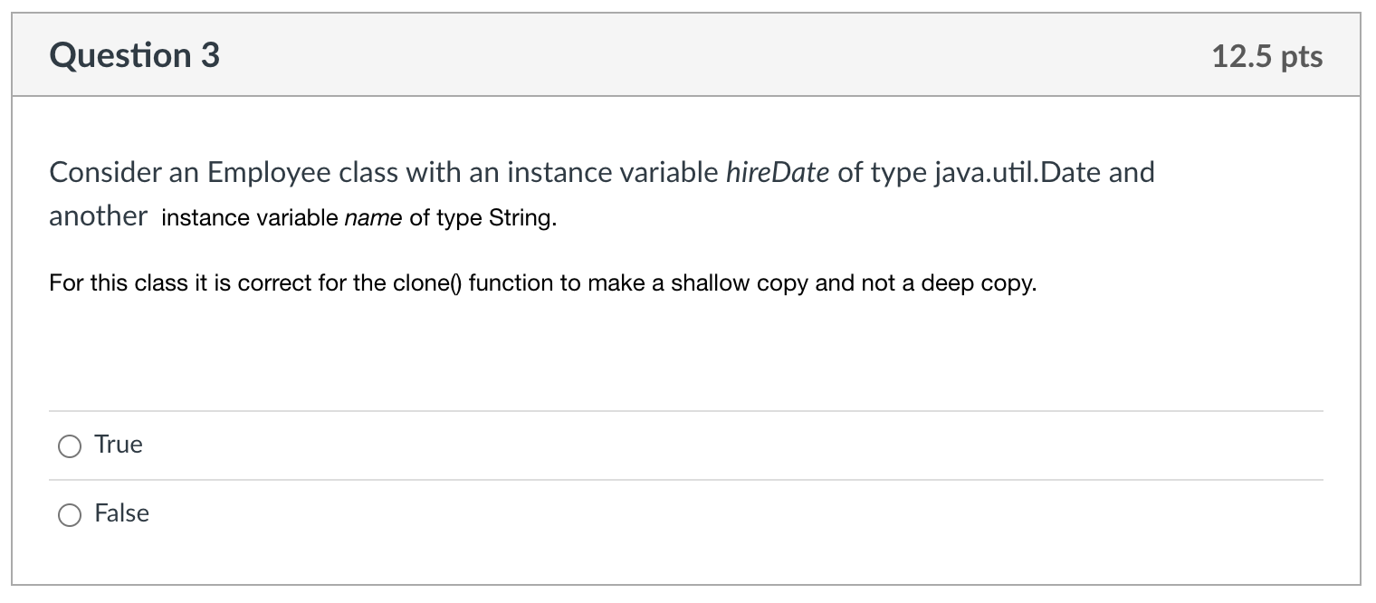 Solved Consider an Employee class with an instance variable | Chegg.com
