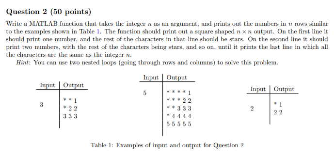 Solved Question 2 50 Points Write A Matlab Function That 2423