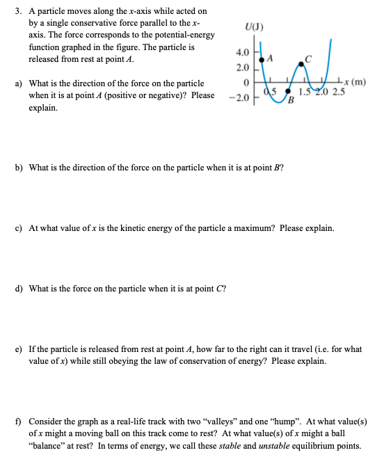 Solved 3. A particle moves along the x-axis while acted on | Chegg.com