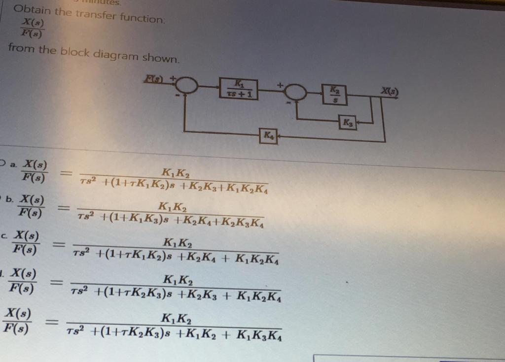 Solved Obtain the transfer function from the block diagram | Chegg.com