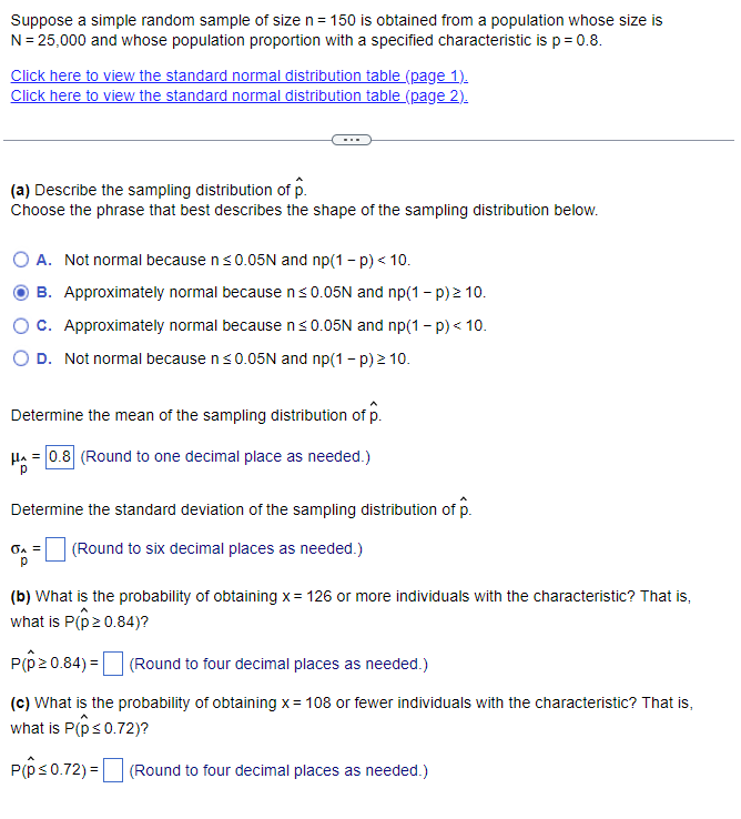 Solved Suppose a simple random sample of size n=150 is | Chegg.com