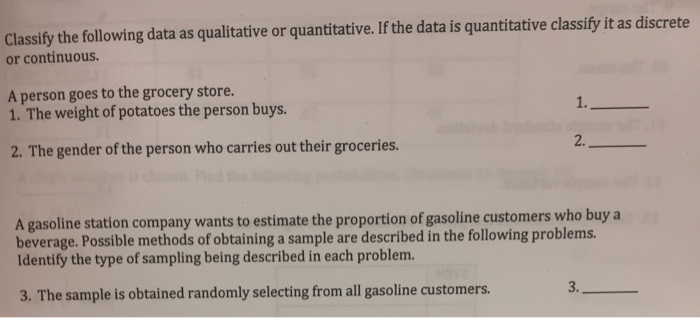 Solved Classify the following data as qualitative or | Chegg.com