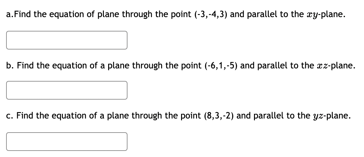 Solved a.Find the equation of plane through the point | Chegg.com