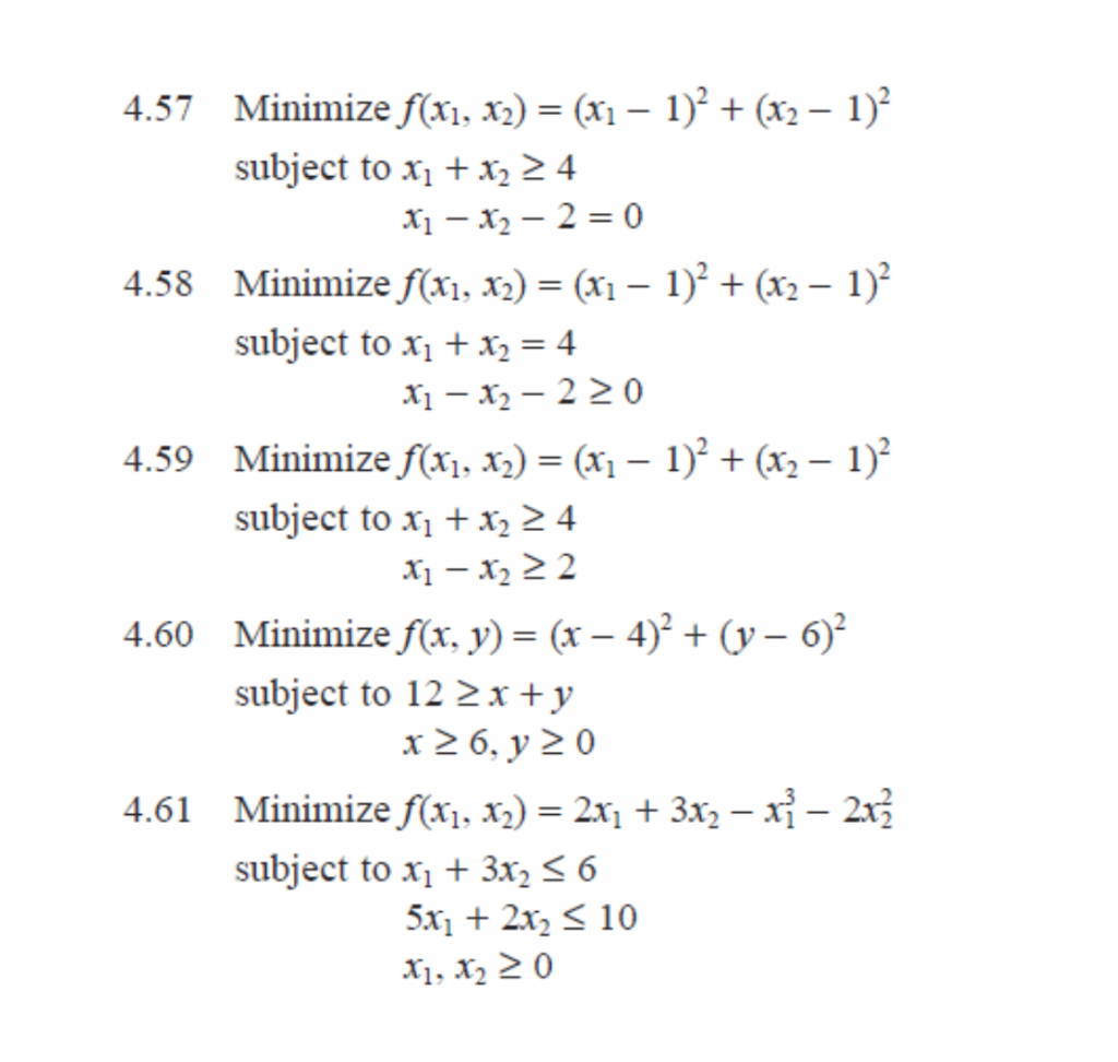 Solved 4 57 Minimize F x1 X2 x1 1 x2 1 Chegg