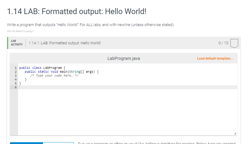 Solved 1 14 Lab Formatted Output Hello World Write A