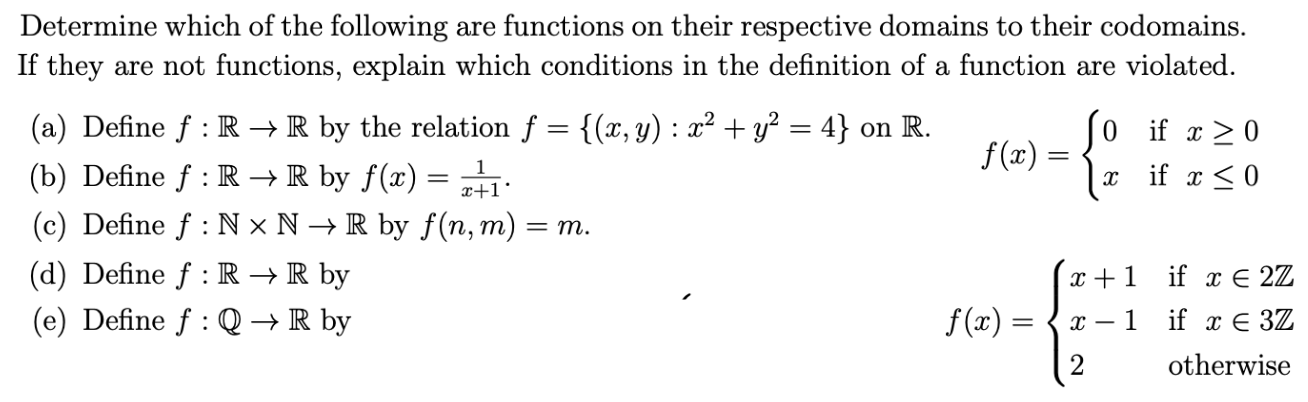 Solved Determine which of the following are functions on | Chegg.com
