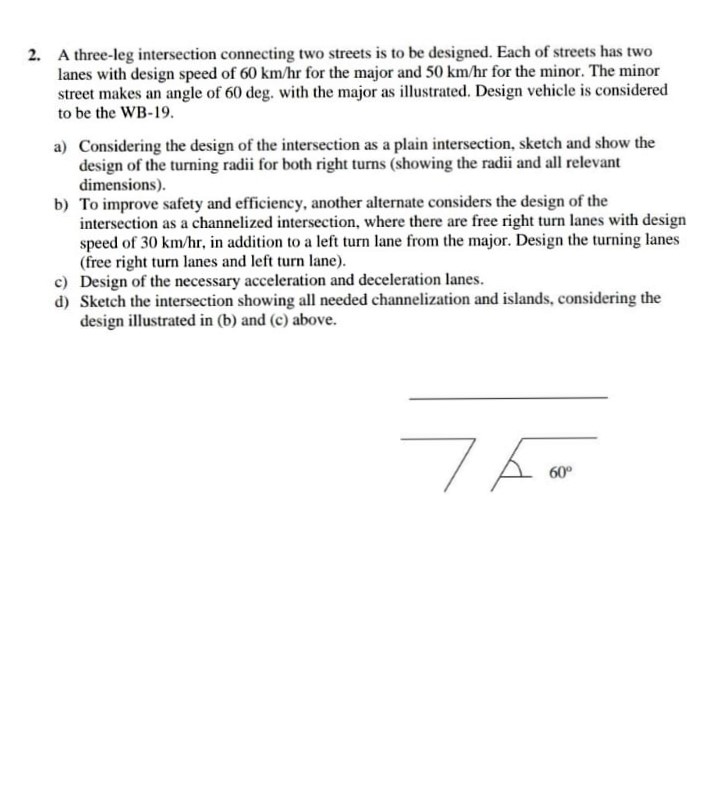2. A three-leg intersection connecting two streets is | Chegg.com