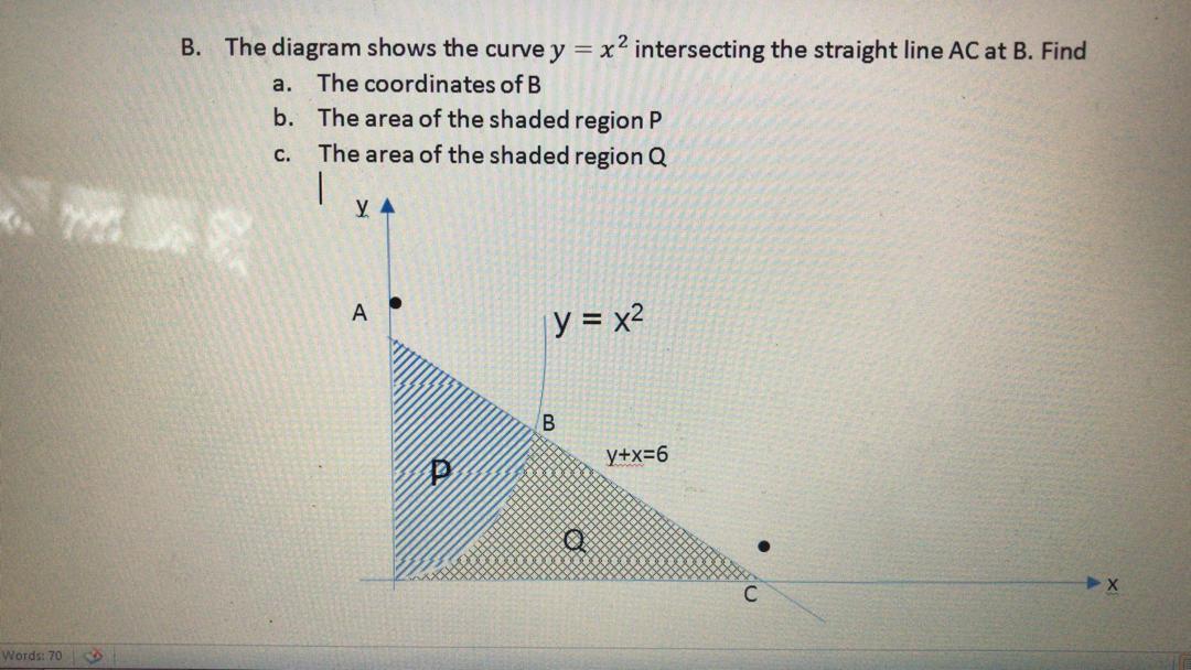 Solved B. The diagram shows the curve y = x2 intersecting | Chegg.com