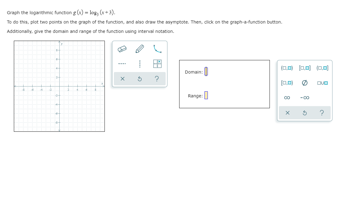 Solved Graph the logarithmic function g(x) = log2 (x+3). To | Chegg.com
