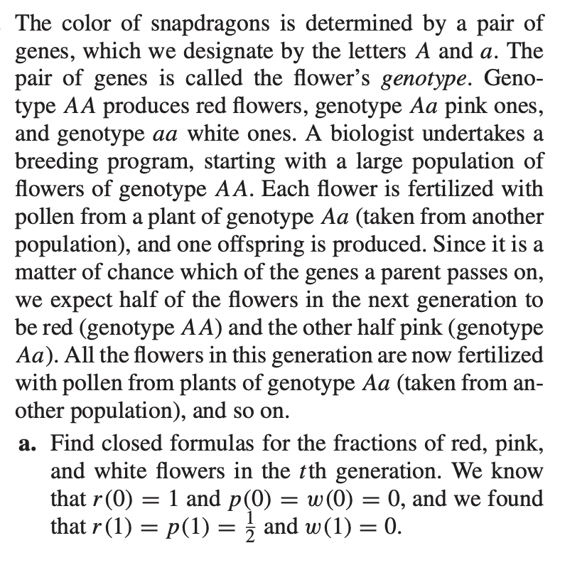 Solved The color of snapdragons is determined by a pair of | Chegg.com