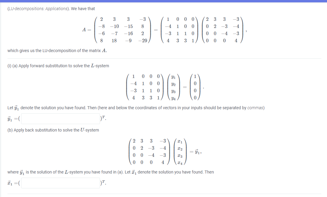 Solved (LU-decompositions: Applications). We have that | Chegg.com