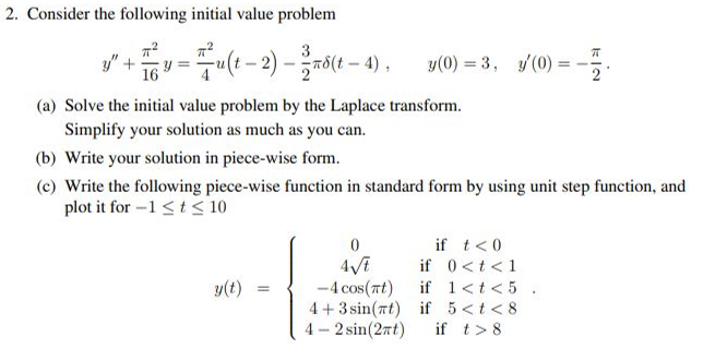 Consider the following initial value problemy00 +\pi | Chegg.com