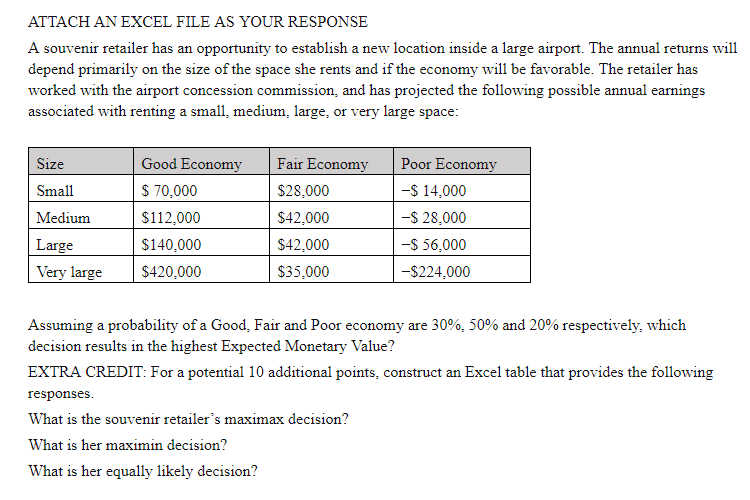Solved (Attach an EXCEL file as response please)A souvenir | Chegg.com