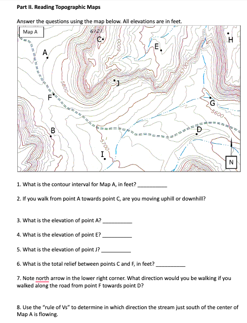 Solved Part II. Reading Topographic Maps Answer the | Chegg.com