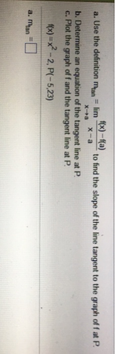 Solved a. Use the definition nlm to find the slope of the | Chegg.com