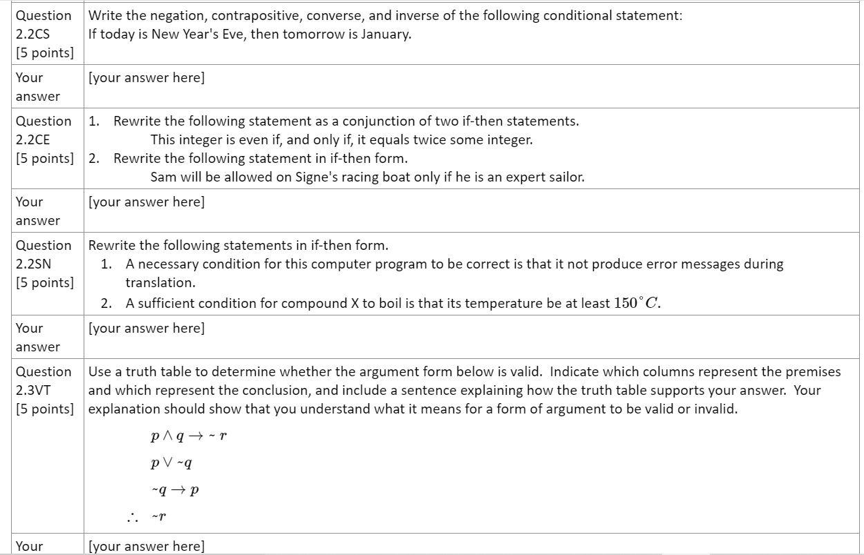 Solved Question 2.2CS [5 points) Write the negation, | Chegg.com