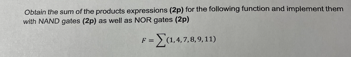 Solved Obtain the sum of the products expressions (2p) ﻿for | Chegg.com
