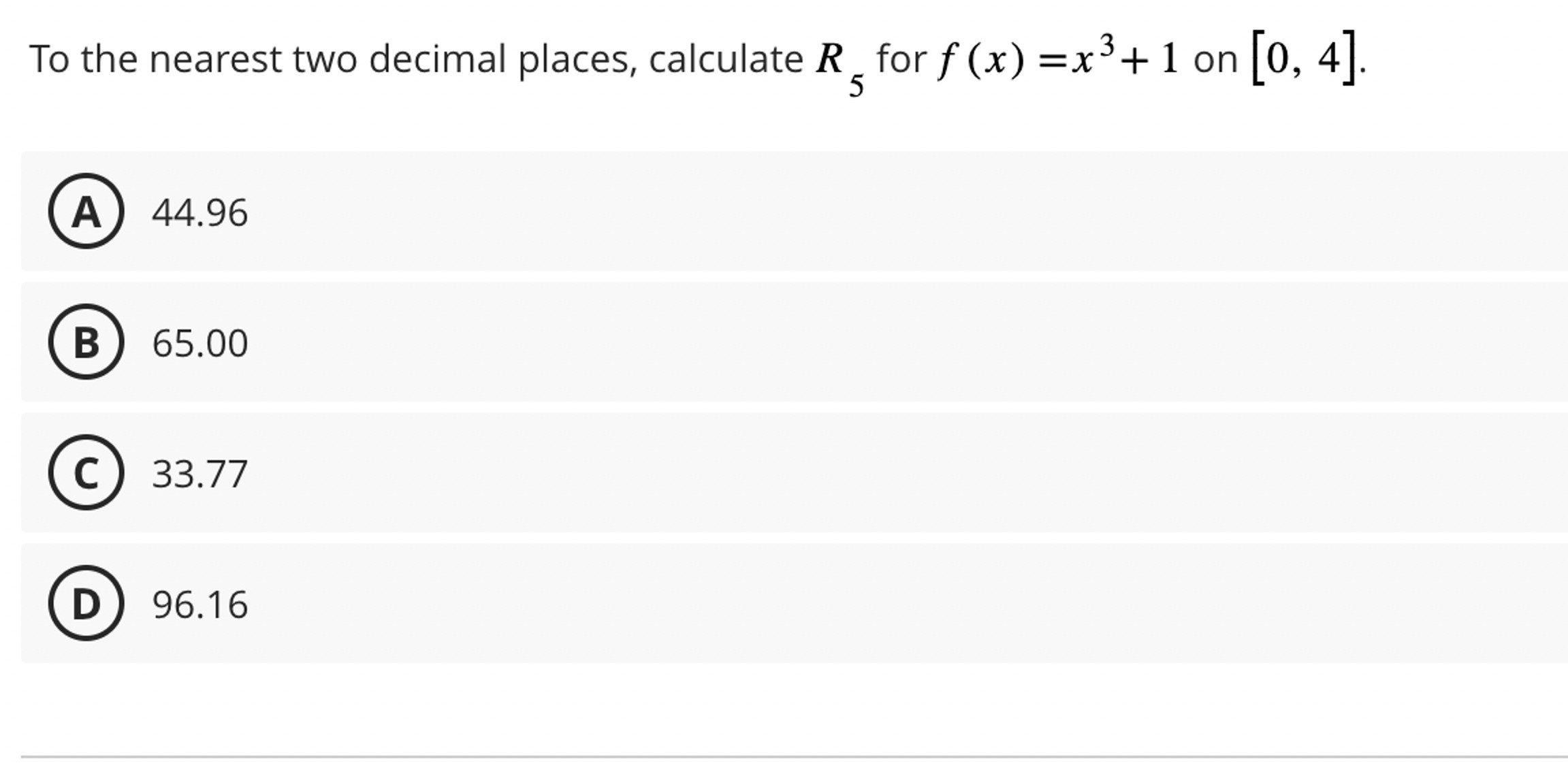 Solved To the nearest two decimal places, calculate R5 ﻿for | Chegg.com