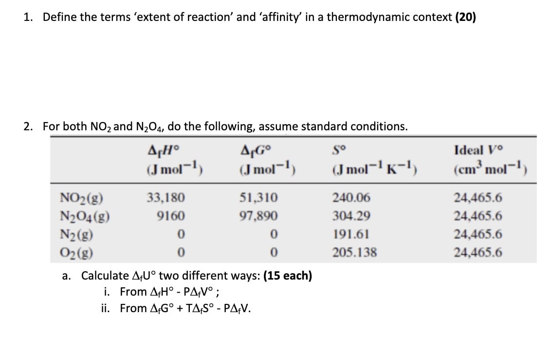 Solved 1. Define the terms 'extent of reaction' and | Chegg.com
