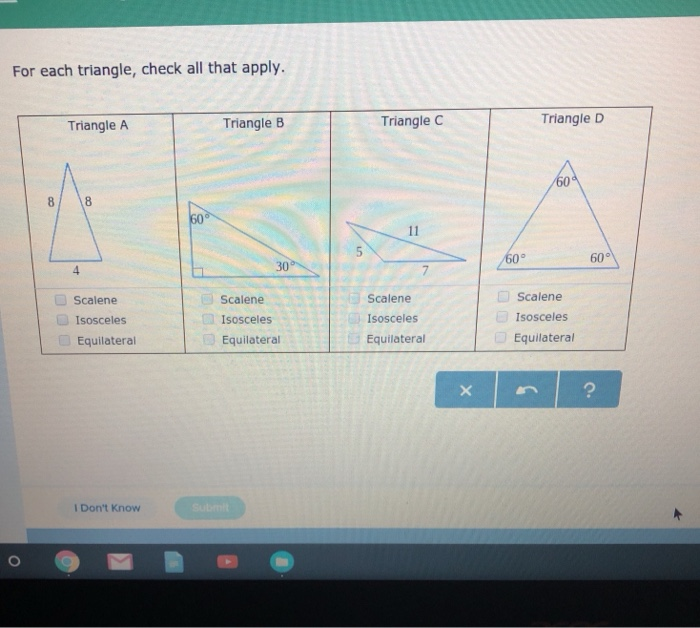 Solved For each triangle, check all that apply. Triangle A | Chegg.com