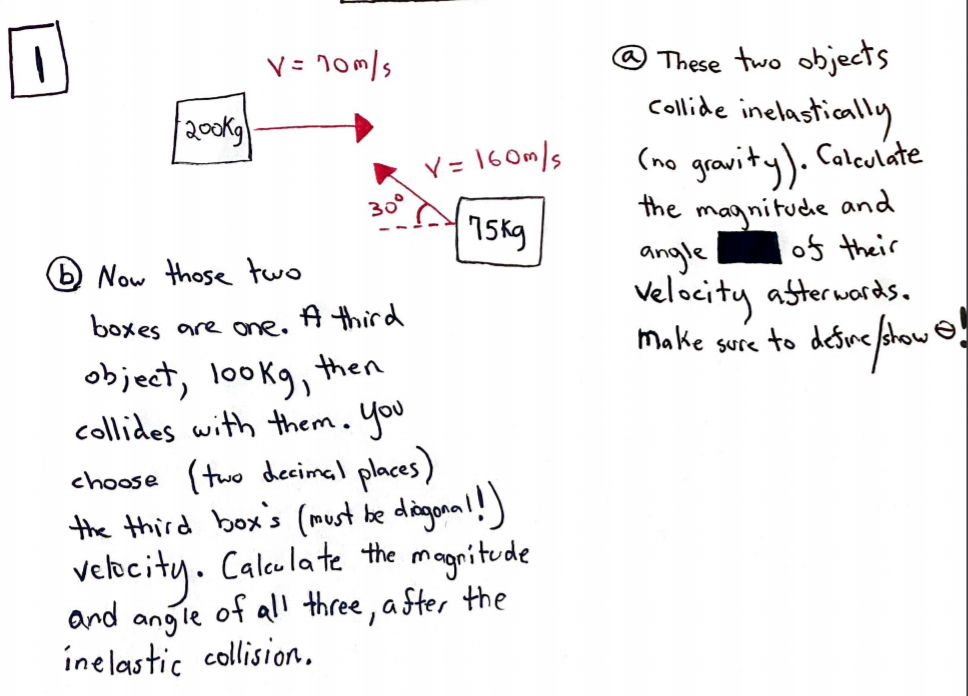 Solved V= noms @ These two objects collide inelastically | Chegg.com