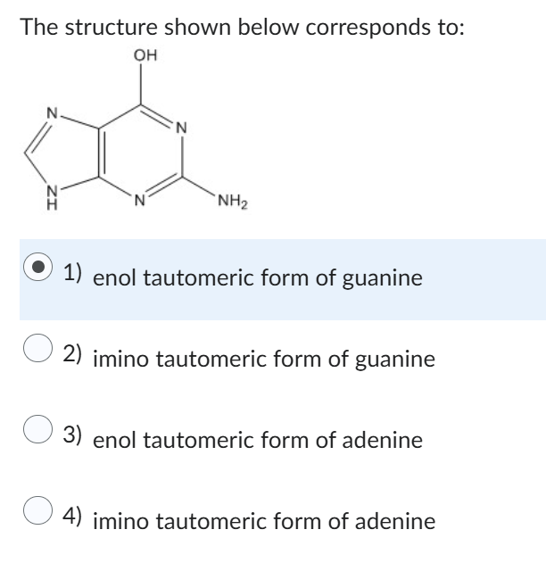 Solved The structure shown below corresponds to:1) ﻿enol | Chegg.com