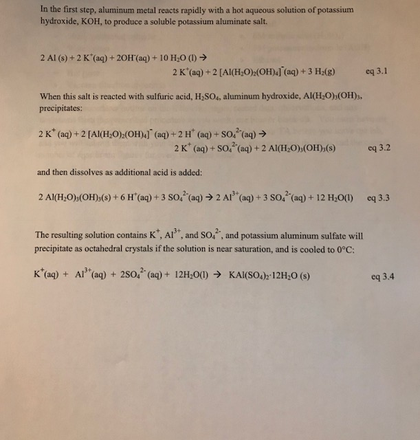 In the first step, aluminum metal reacts rapidly with | Chegg.com