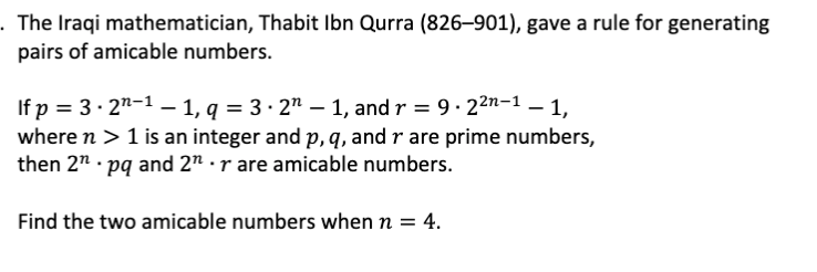 Solved · The Iraqi mathematician, Thabit Ibn Qurra | Chegg.com