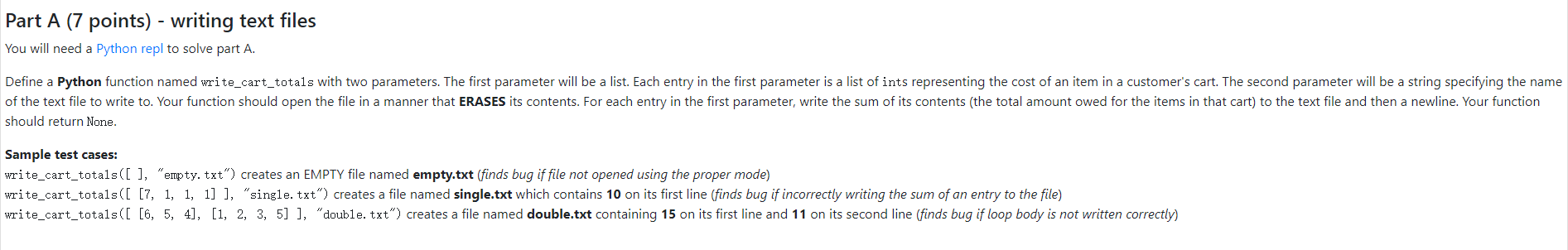 Solved Part A 7 Points Writing Text Files Ou Will Need A