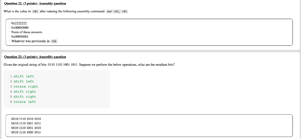 Solved Question 22. (3 points): Assembly question What is | Chegg.com