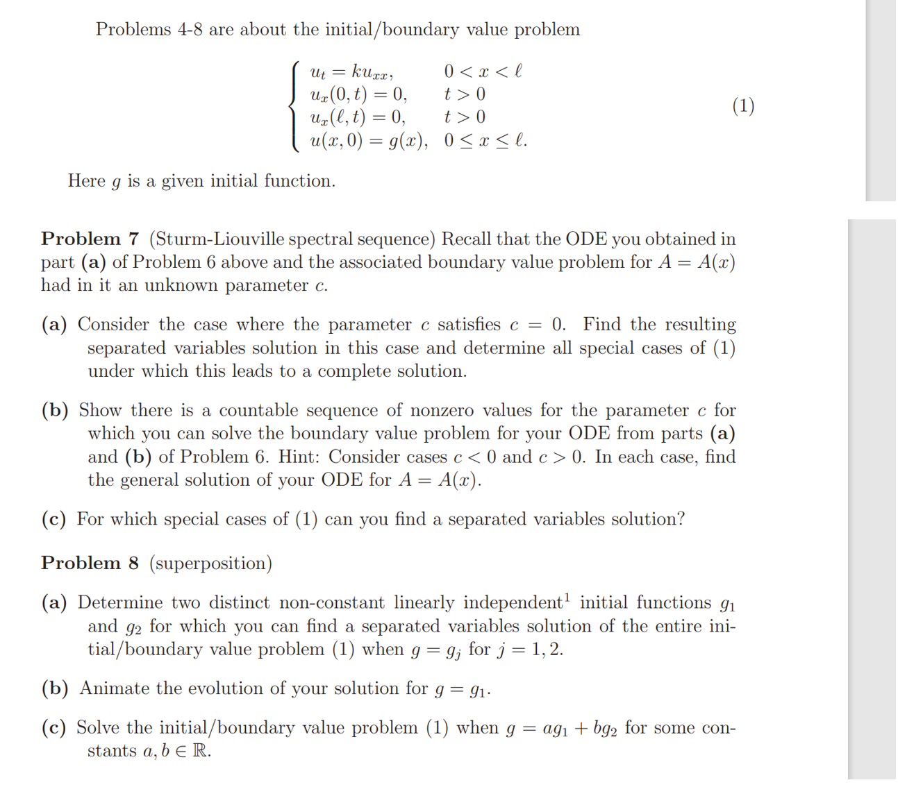 Solved Problems 4-8 are about the initial/boundary value | Chegg.com