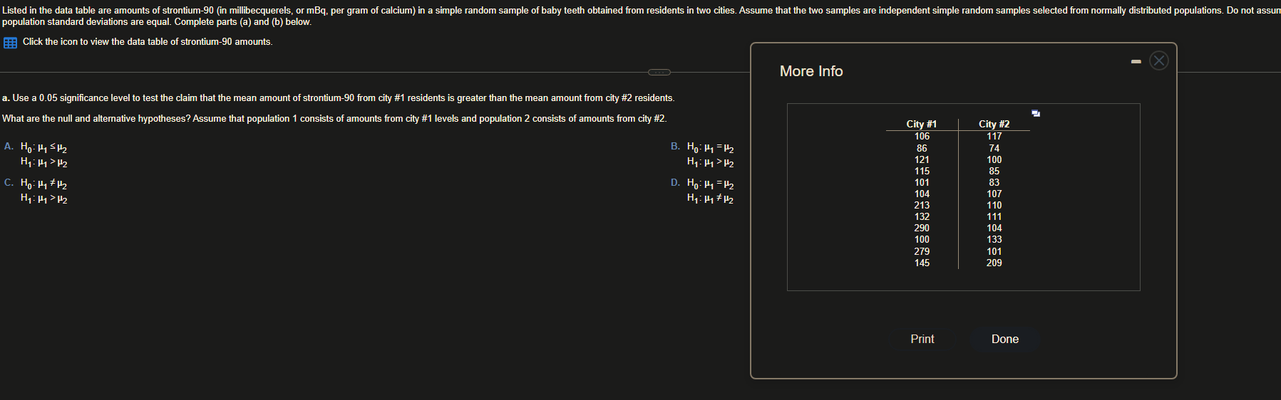 Solved Listed in the data table are amounts of strontium-90 | Chegg.com